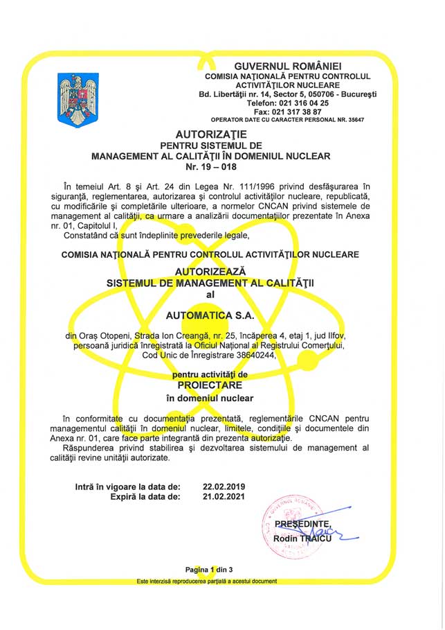 Certifications – Automatica SA