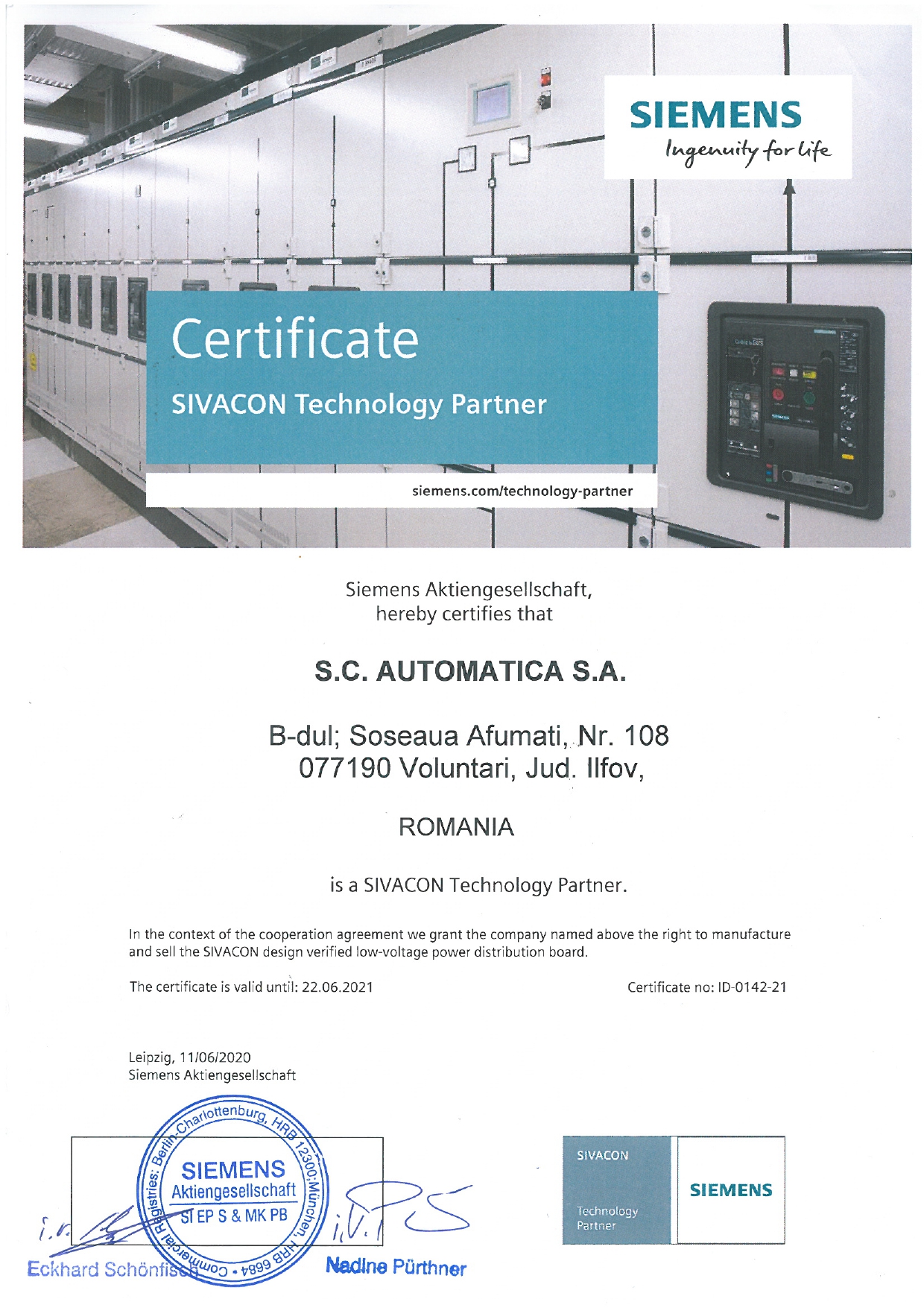 Certifications – Automatica SA